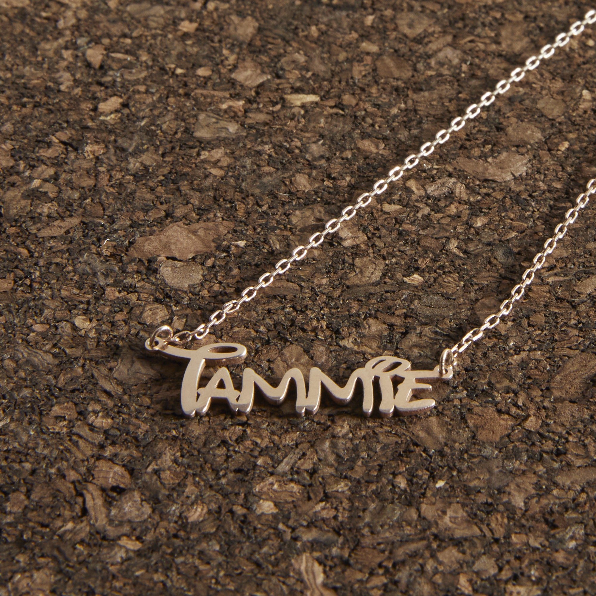 14K Gold Name Plate Necklace, Personalized Name Necklace, Valentines ...