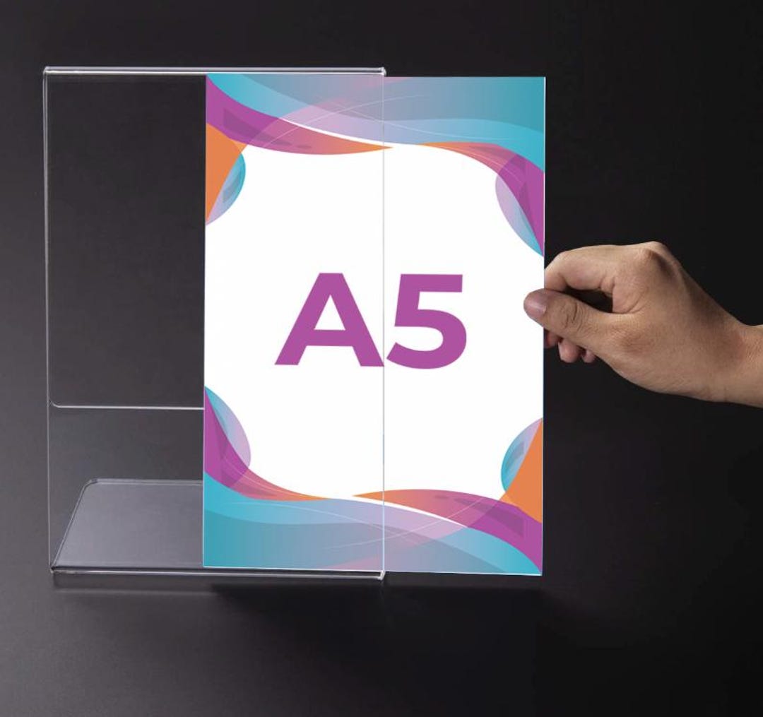 Clear Acrylic Menu Holder L A5 Portrait 148x210mm Set of 3 Transparent ...