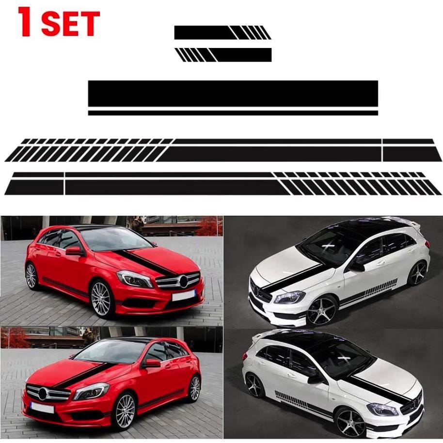 Black Vinyl Car Decal Set: Hood, Side Stripe & Mirror Stickers - Etsy