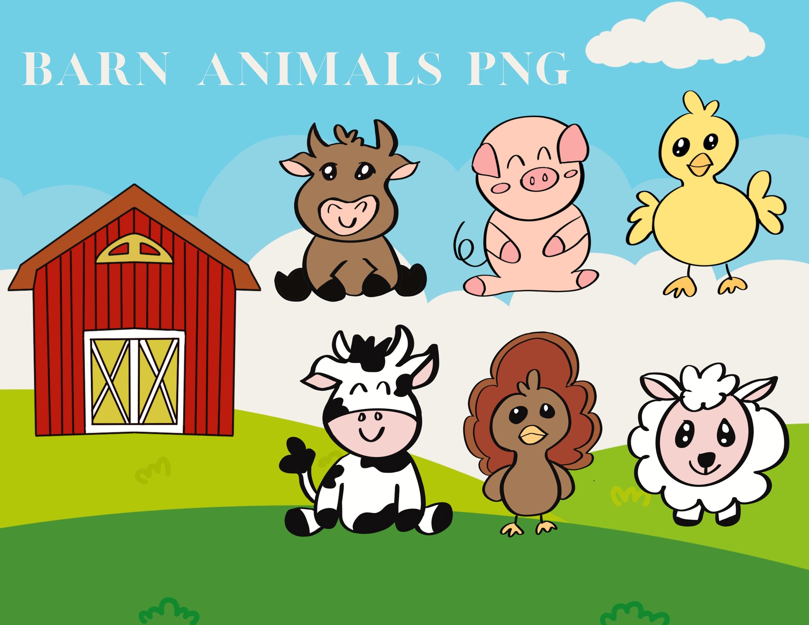 Farm Animals PNG, Farm Animals Clipart Set, Farmyard Animals, Farm ...