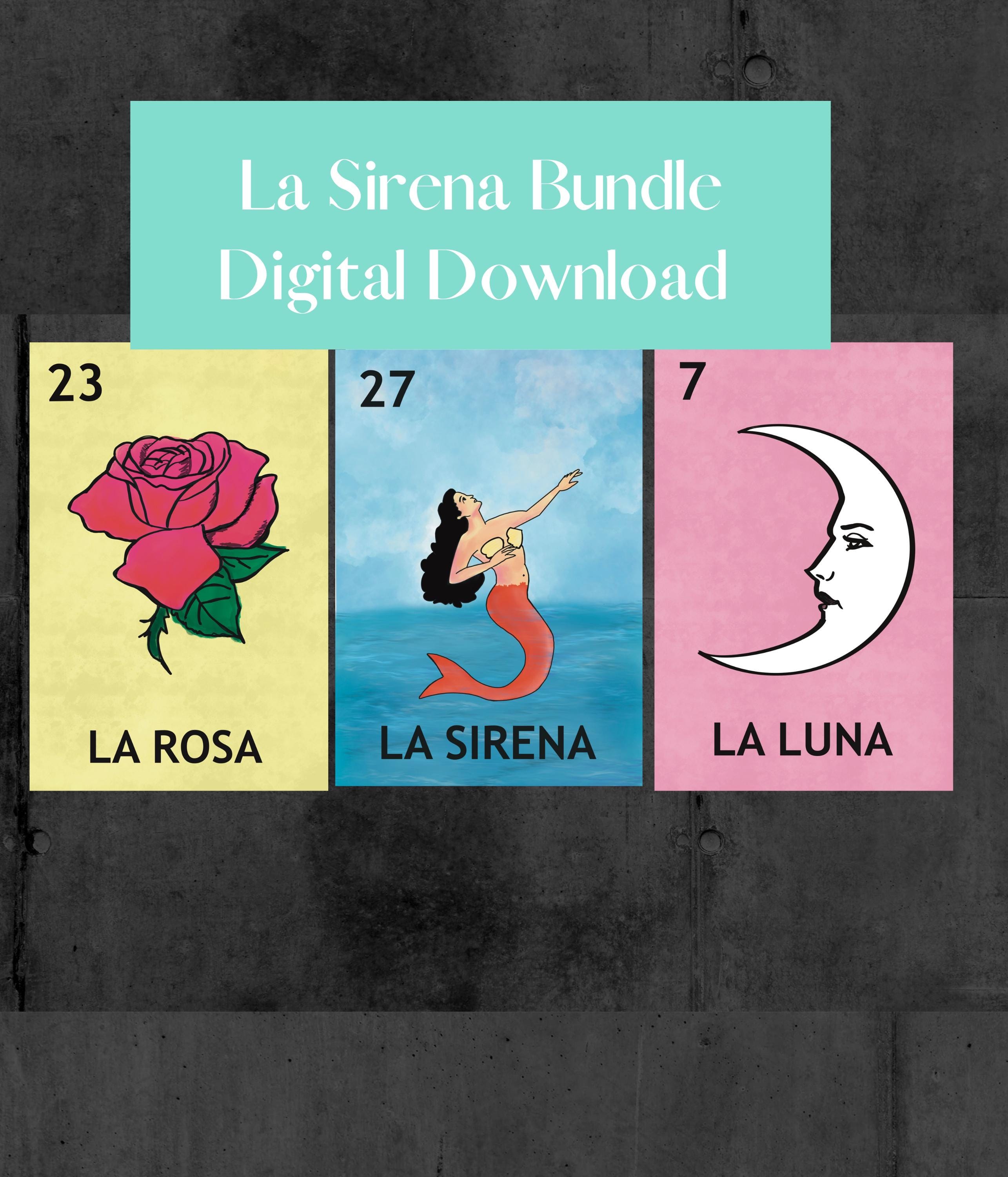Loteria Poster, La Sirena Lotería Bundle, Mexican Loteria, La Sirena ...