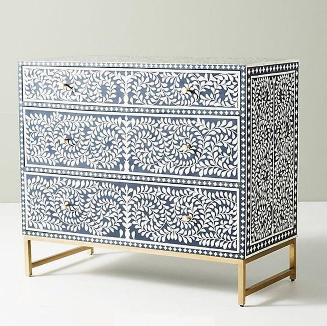 Bone Inlay 3 Drawer Chest, Bone Inlay Chest of Drawer, Bone Inlay ...