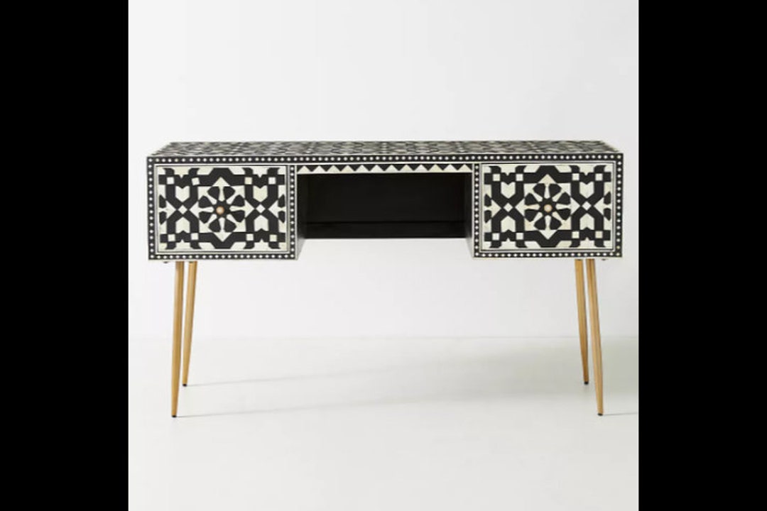 Bone Inlay Study Table Bone Inlay Writing Desk Table Inlay - Etsy
