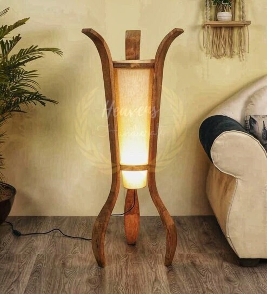 Fully Handmade Beautiful Cream Fabric Shade Floor Lamp With - Etsy