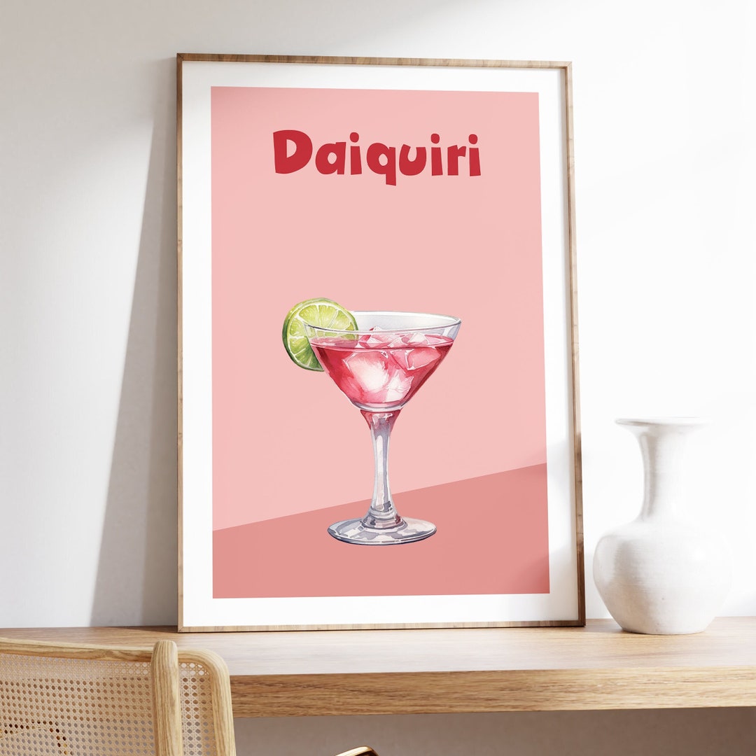 Daiquiri, Colorful Bar Cart Gallery, Drinks Wall Decor, DIGITAL ...