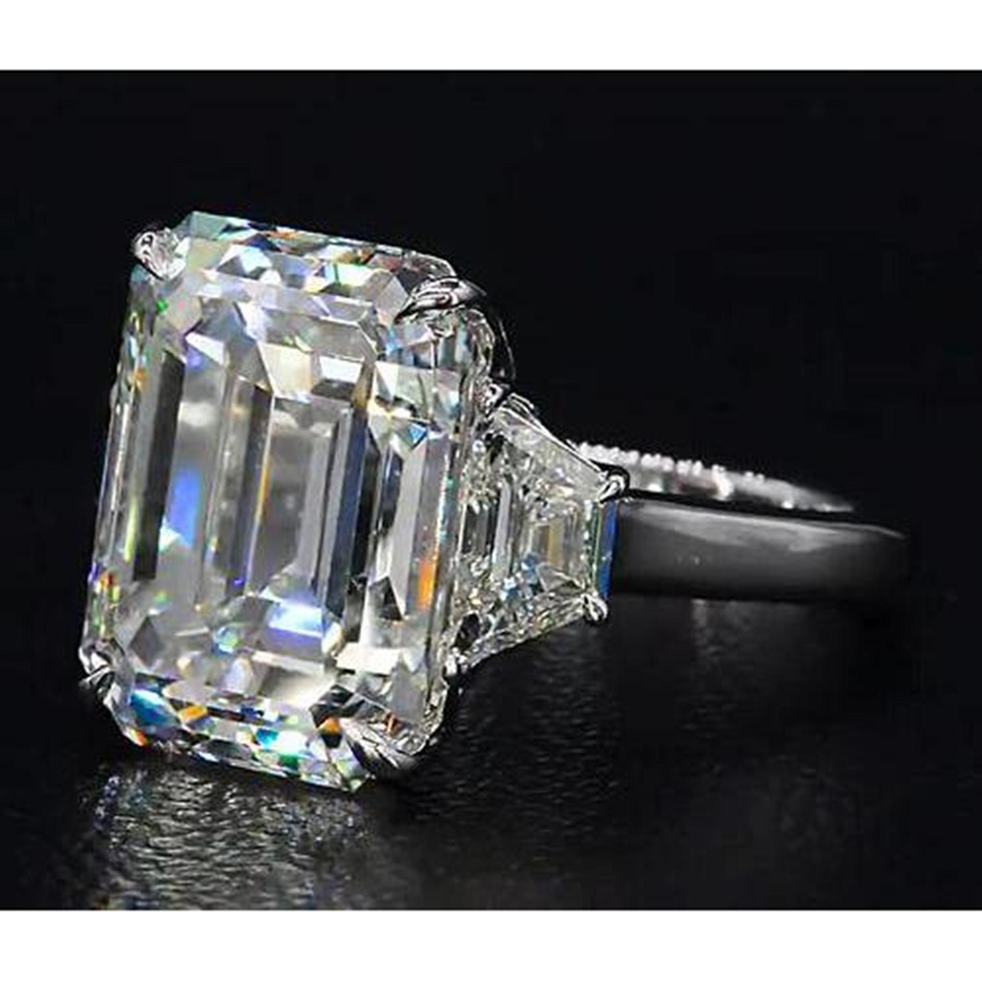 Elizabeth Taylor's Inspired Emerald Cut Diamond Engagement Ring in ...