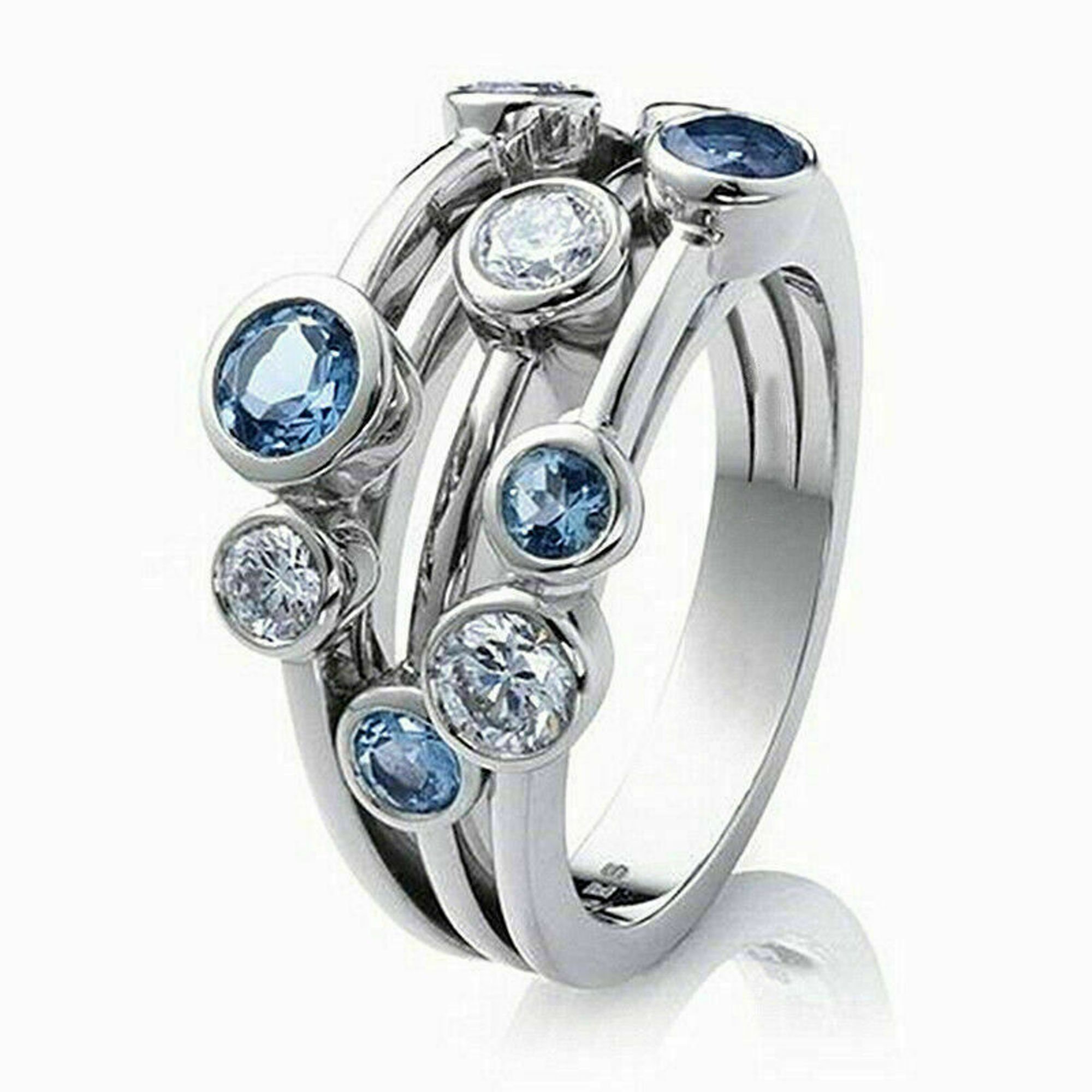 Extraordinary Round Brilliant Cut Diamond and Topaz Antique Bubble Ring ...