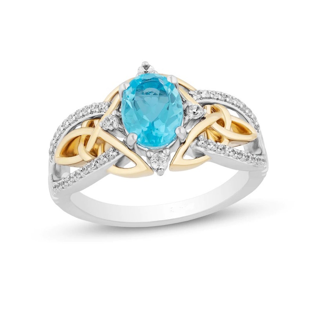 Enchanted Disney Merida 1.4 Ct Swiss Blue Topaz & 1/5 Ct Round Diamond ...