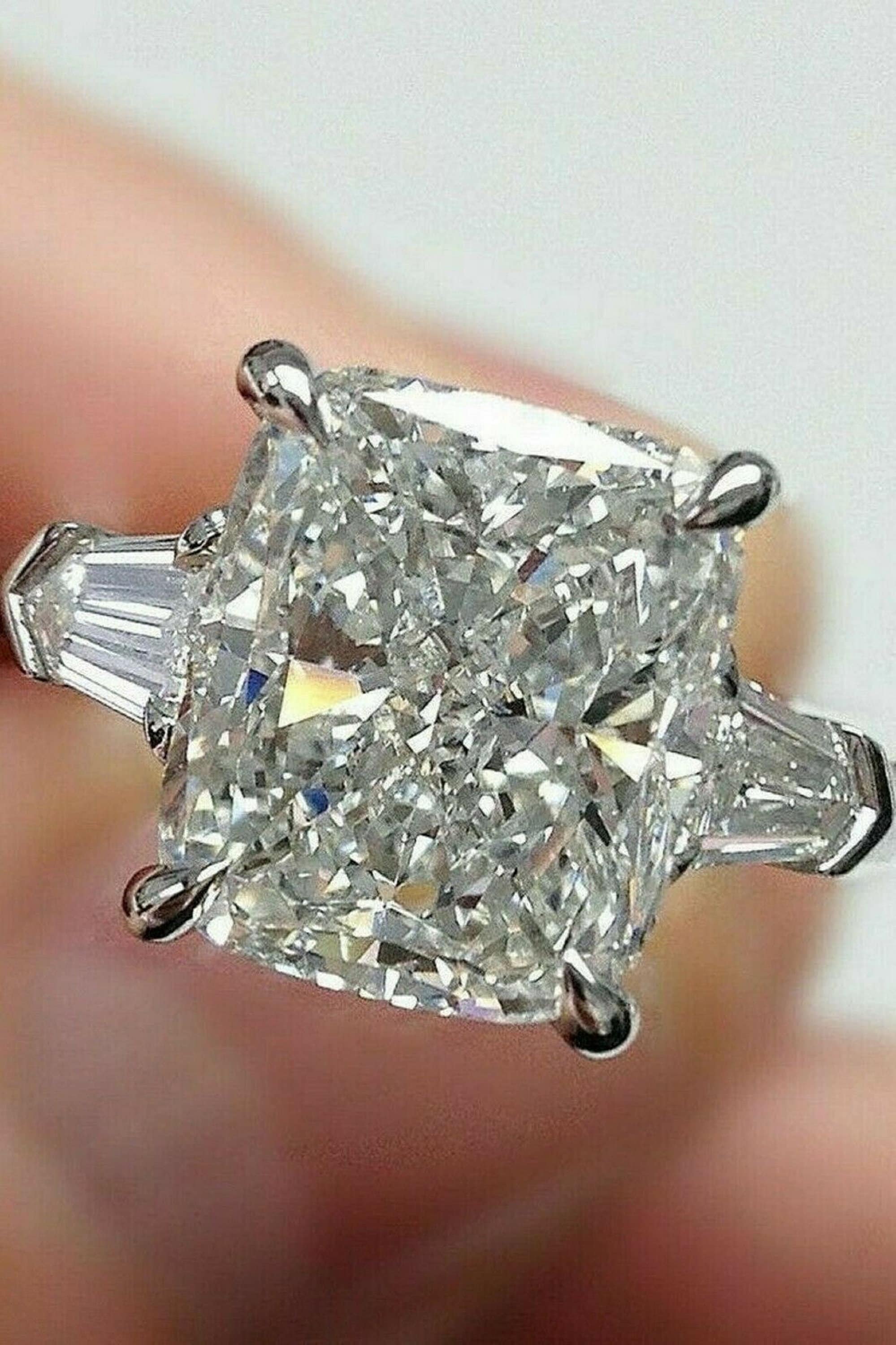 Beautiful 3 CT Radiant Cut Diamond Engagement Rings for Women Solitaire ...