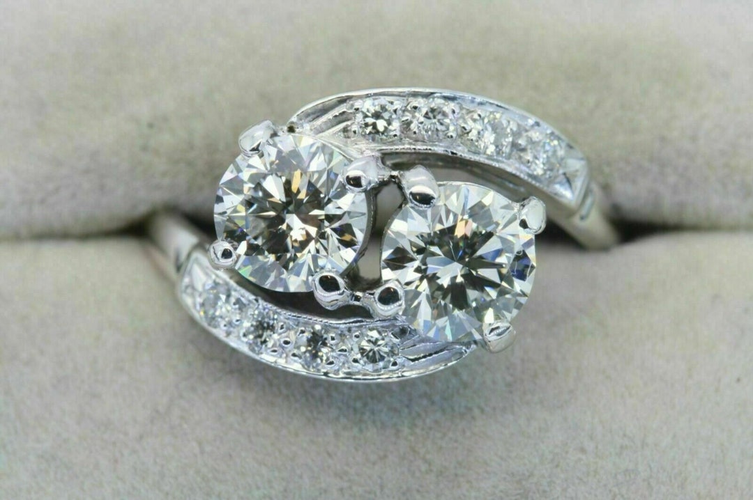 Vintage Art Deco Style Old Mine Cut Round Diamond Engagement Ring in ...