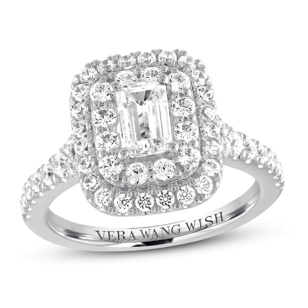 Vera Wang Love Collection 1.22 CT Emerald-cut Diamond Double Frame ...