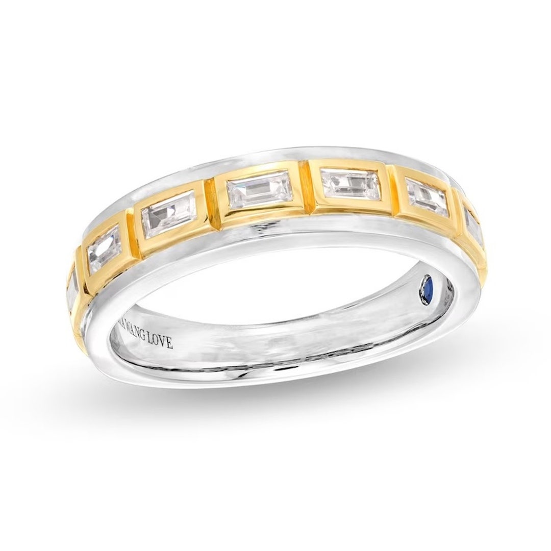 Vera Wang Love Collection Men's 1/2 CT Baguette Diamond Station Wedding ...