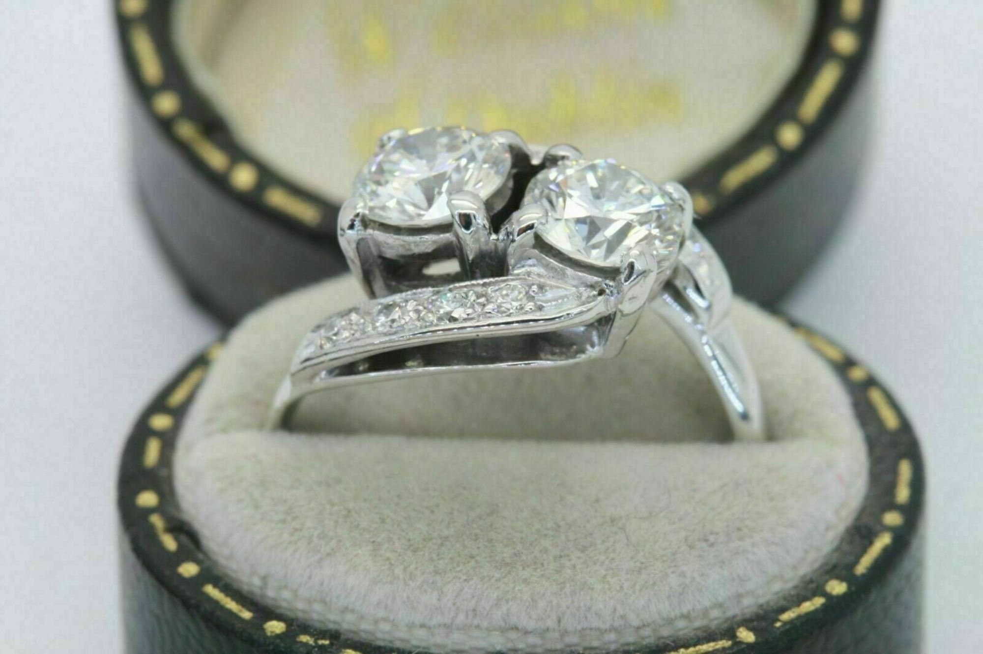 Vintage Art Deco Style Old Mine Cut Round Diamond Engagement Ring in ...