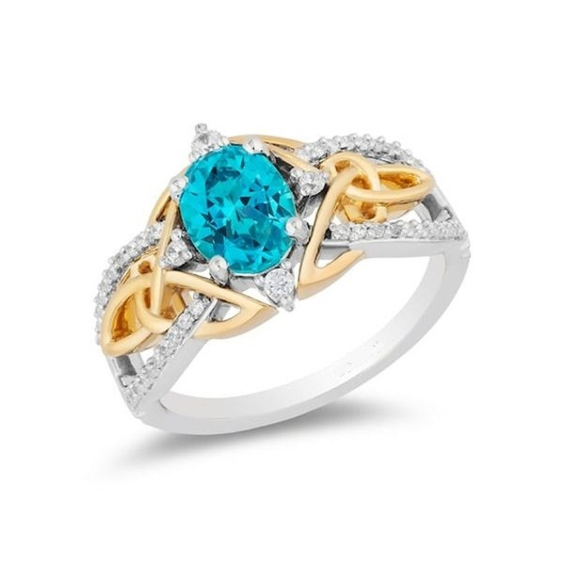 Enchanted Disney Merida 1.4 Ct Swiss Blue Topaz & 1/5 Ct Round Diamond ...