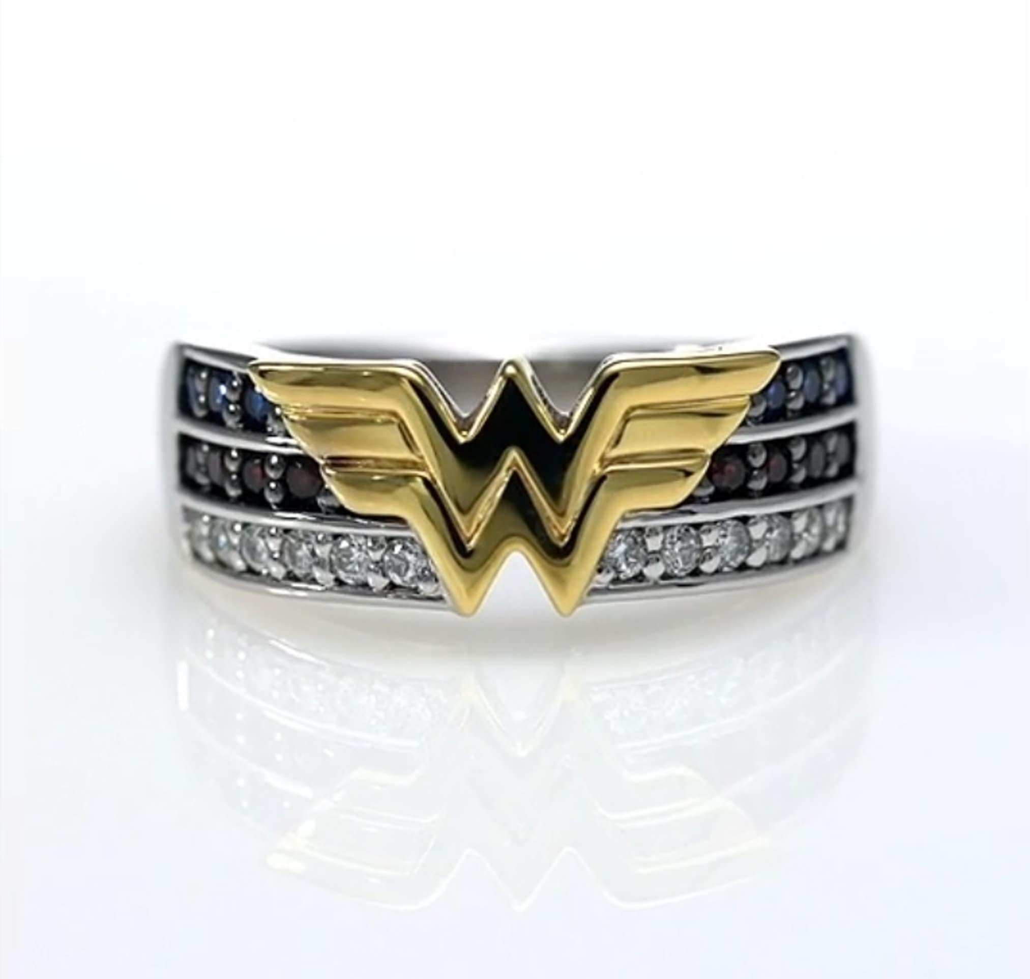 Wonder Woman 80th Anniversary Multi-gemstone and 1/5 CT Diamond Ring in ...