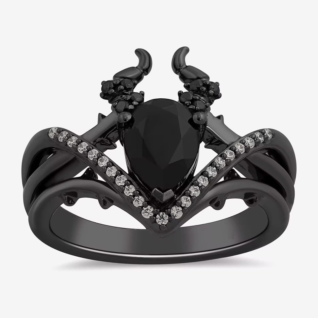 Enchanted Disney Fine Jewelry Black Onyx and Diamond Ring in Sterling ...