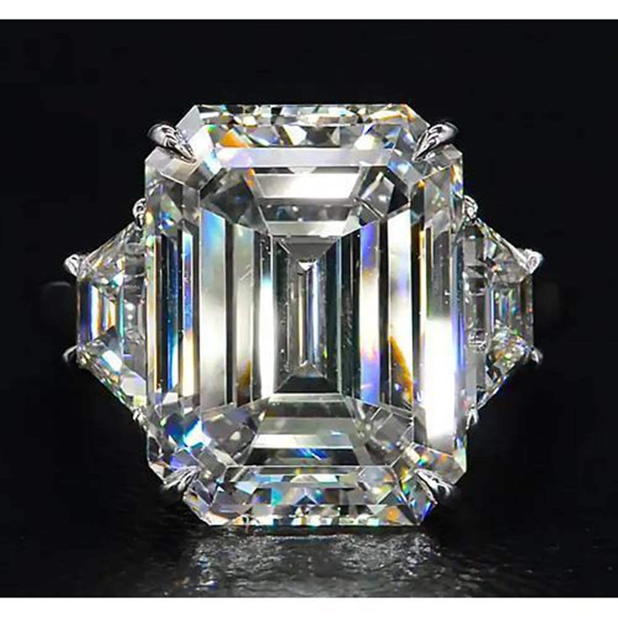 Elizabeth Taylor's Inspired Emerald Cut Diamond Engagement Ring in ...