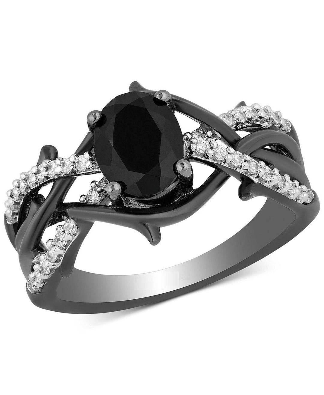 Enchanted Disney Villains Onyx and Diamond Maleficent Ring in Sterling ...