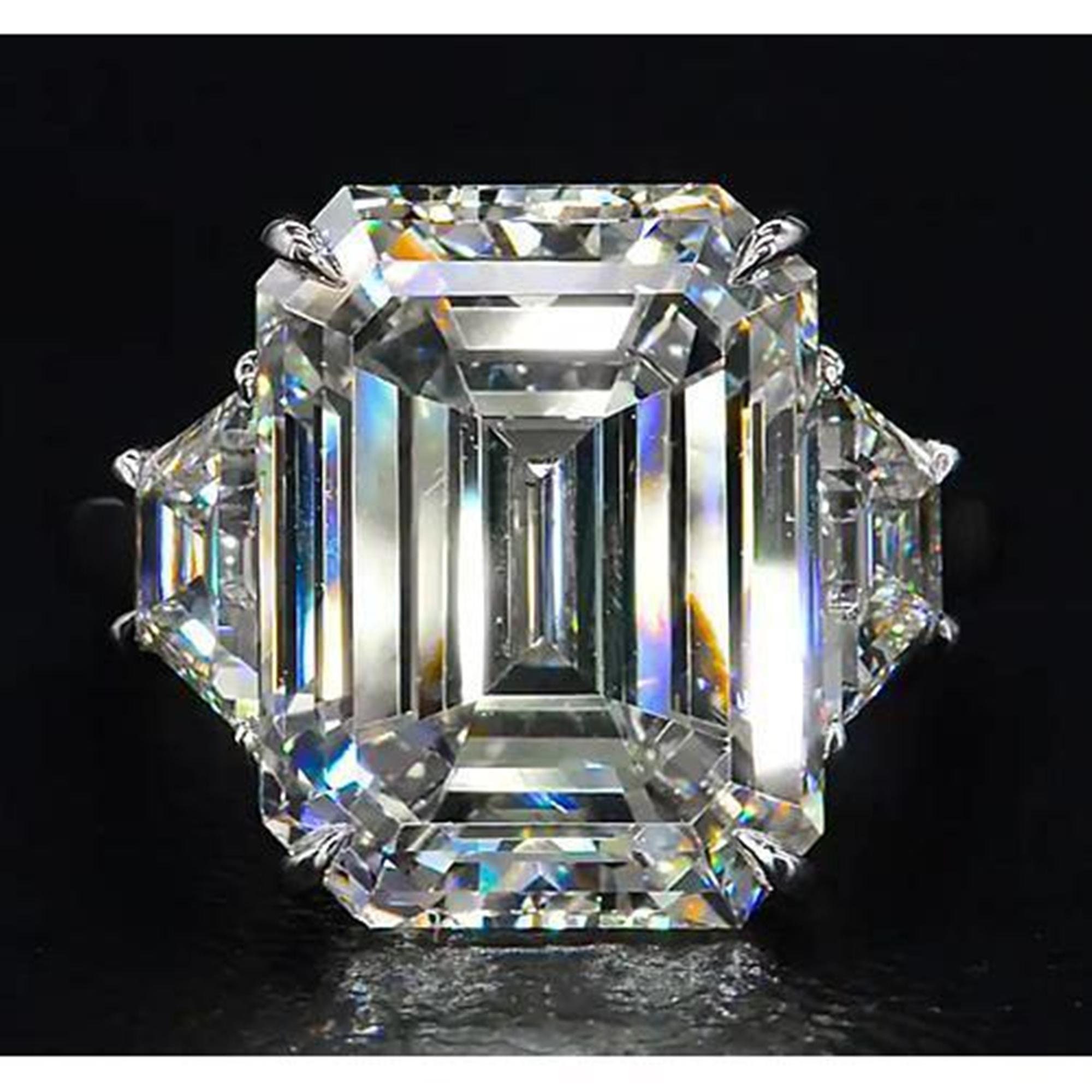 Elizabeth Taylor's Inspired Emerald Cut Diamond Engagement Ring in ...