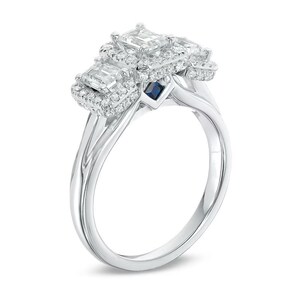 Vera Wang Love Collection 1.2 CT Emerald-cut Diamond Frame Engagement Ring in Sterling Silver ...