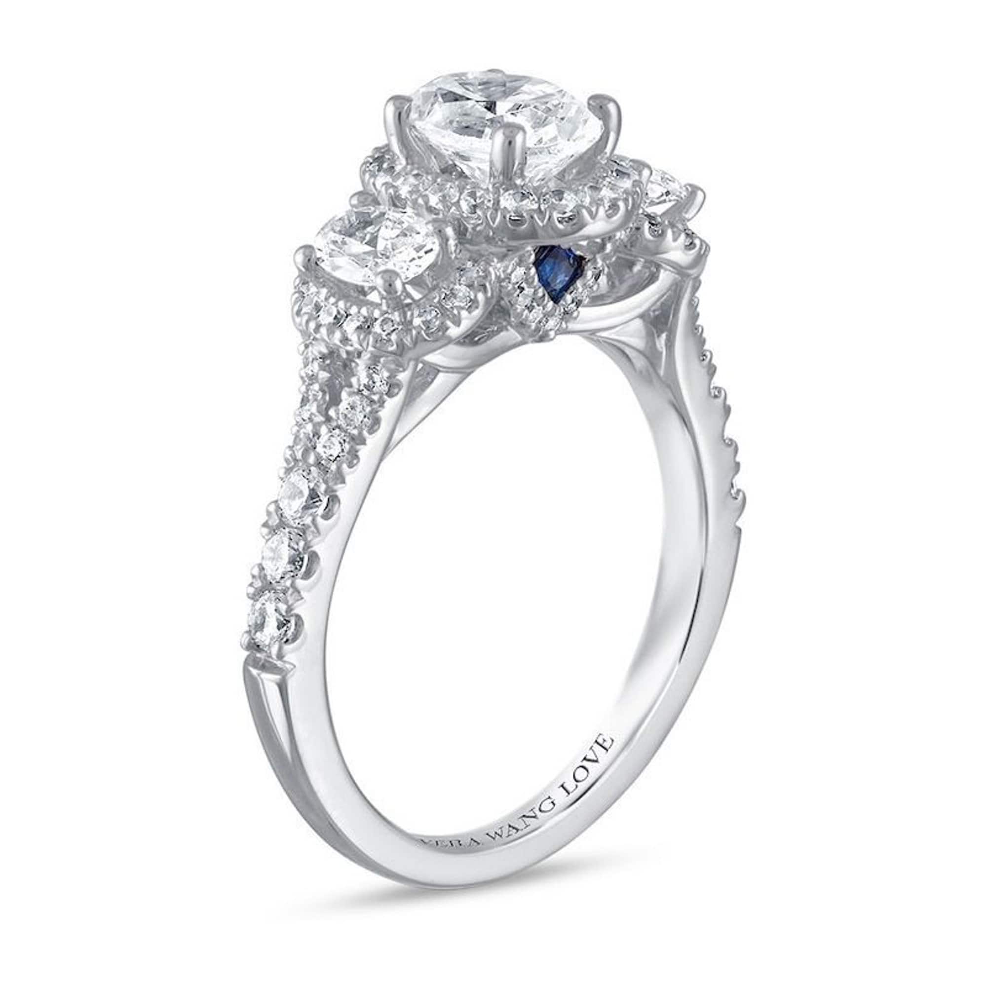 Vera Wang Wish Oval Diamond Three-stone Unique Engagement Ring in ...