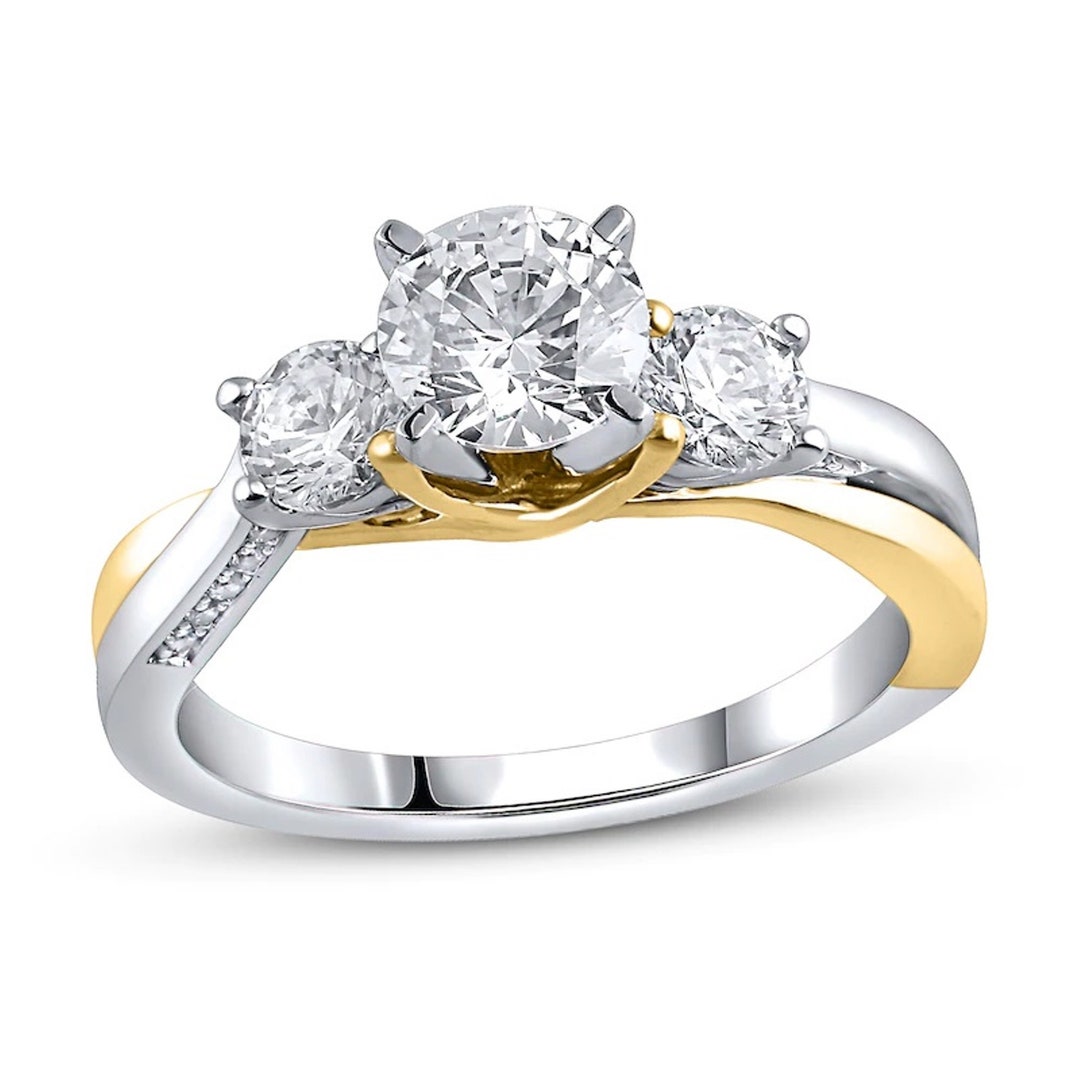 Forever One Moissanite Engagement Ring 1.3 Ct Round Three-stone ...