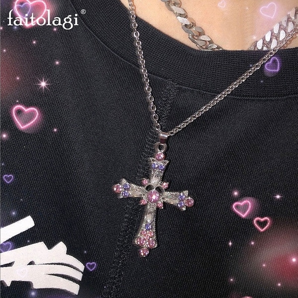 Y2k Gothic Cross Necklace - Etsy