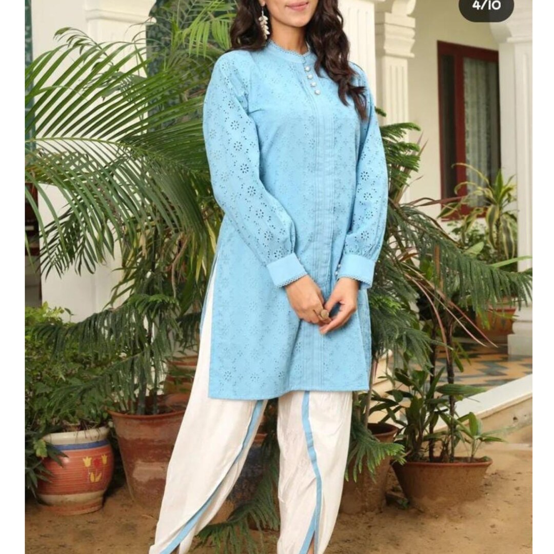 Cotton Shifley Kurti Dhoti Set Dhoti Kurta Sets Four Women Indian Dress ...