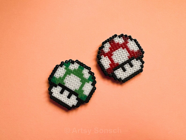 Mario 1up Mushroom Keychain Fridge Magnet Super Mario Lapel Pin 8 Bit ...