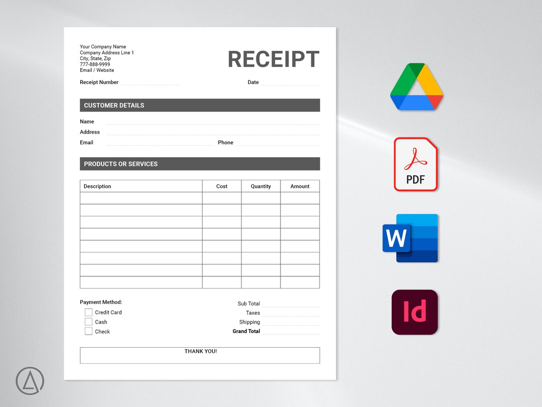Mobile Friendly Receipt Template. Pdf/indesign/microsoft Word. Receipt ...