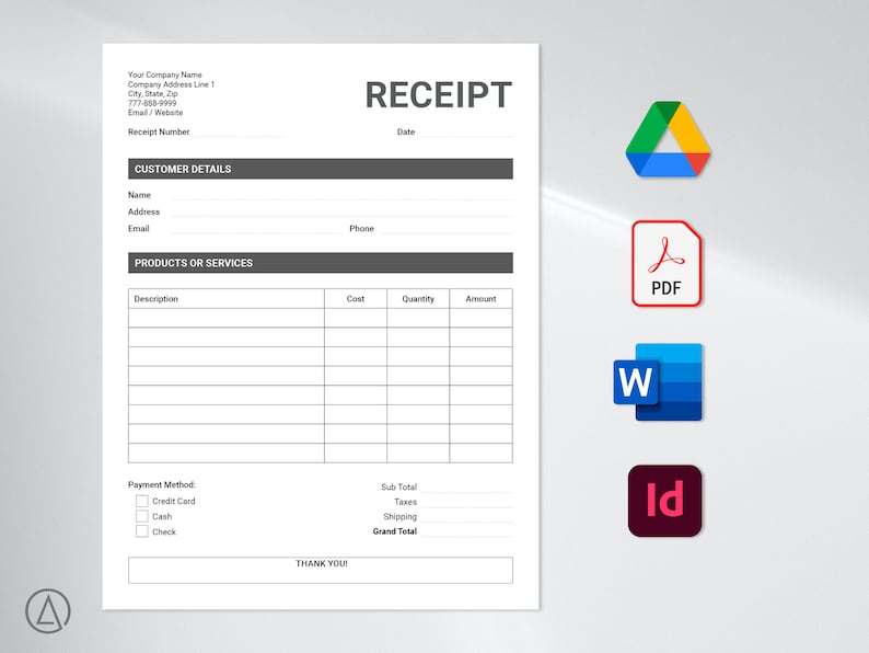 Mobile Friendly Receipt Template. Pdf/indesign/microsoft Word. Receipt ...