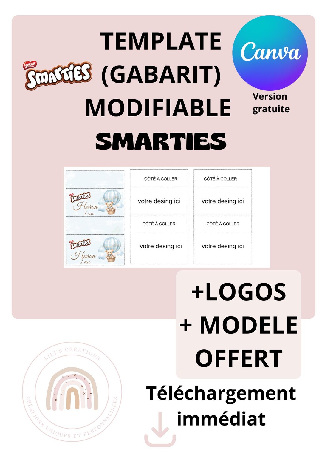 Smarties Editable Template: Canva Template, Smarties Template, Free ...