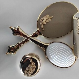 Yellow Leaf Mirrored Comb Set, Bridal Dowry Gift Leaf Mirror Comb Set ...