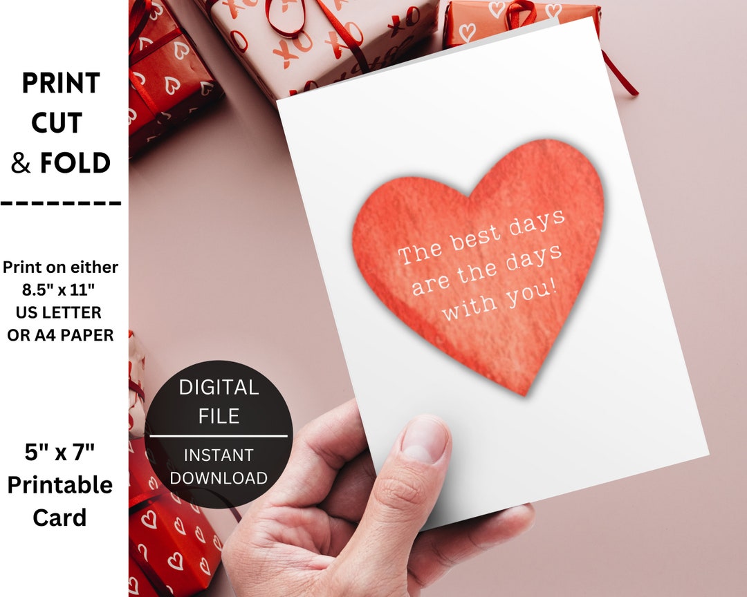 Romantic Anniversary Card, Printable Card Valentines Day Greeting Card ...