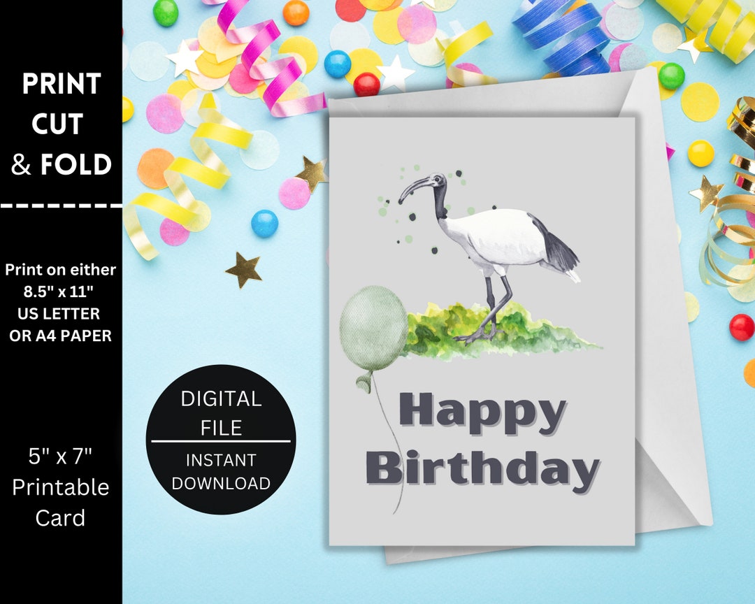 Printable Card Ibis Bin Chicken Happy Birthday Greeting Card - Etsy