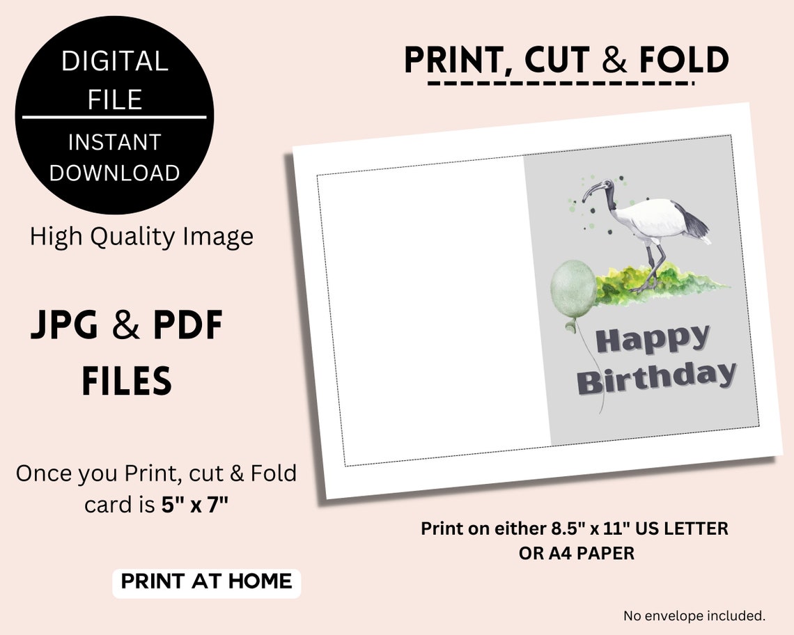 Printable Card Ibis Bin Chicken Happy Birthday Greeting Card - Etsy