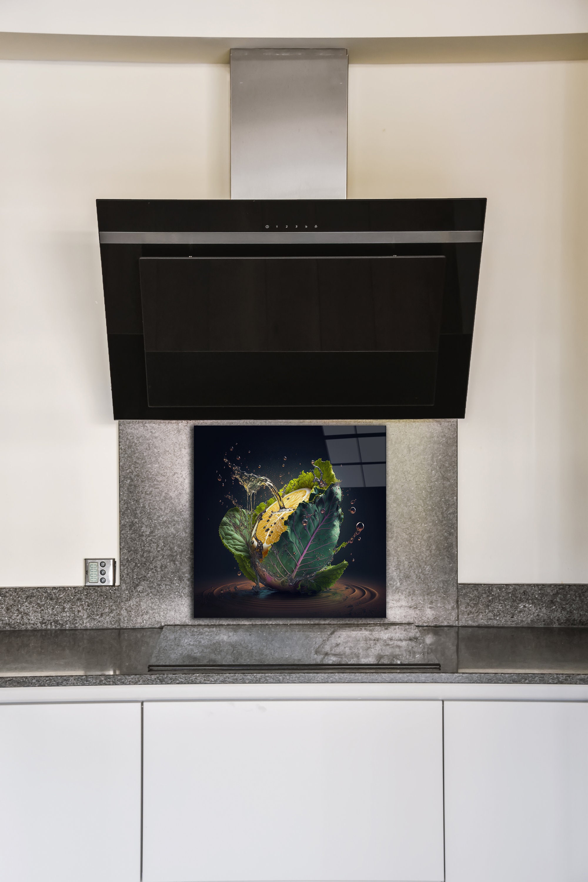 Tempered Glass Wall Art Lemon Splash Print Glass Wall Art Kitchen Wall ...