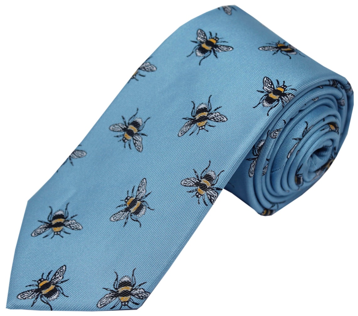 Pastel Blue Bumble Bee Luxury Silk Tie - Etsy