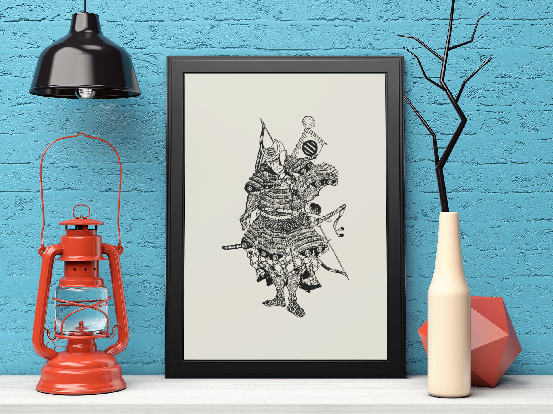 Japanese Samurai Full Armour Print | Samurai Poster | Traditional ...