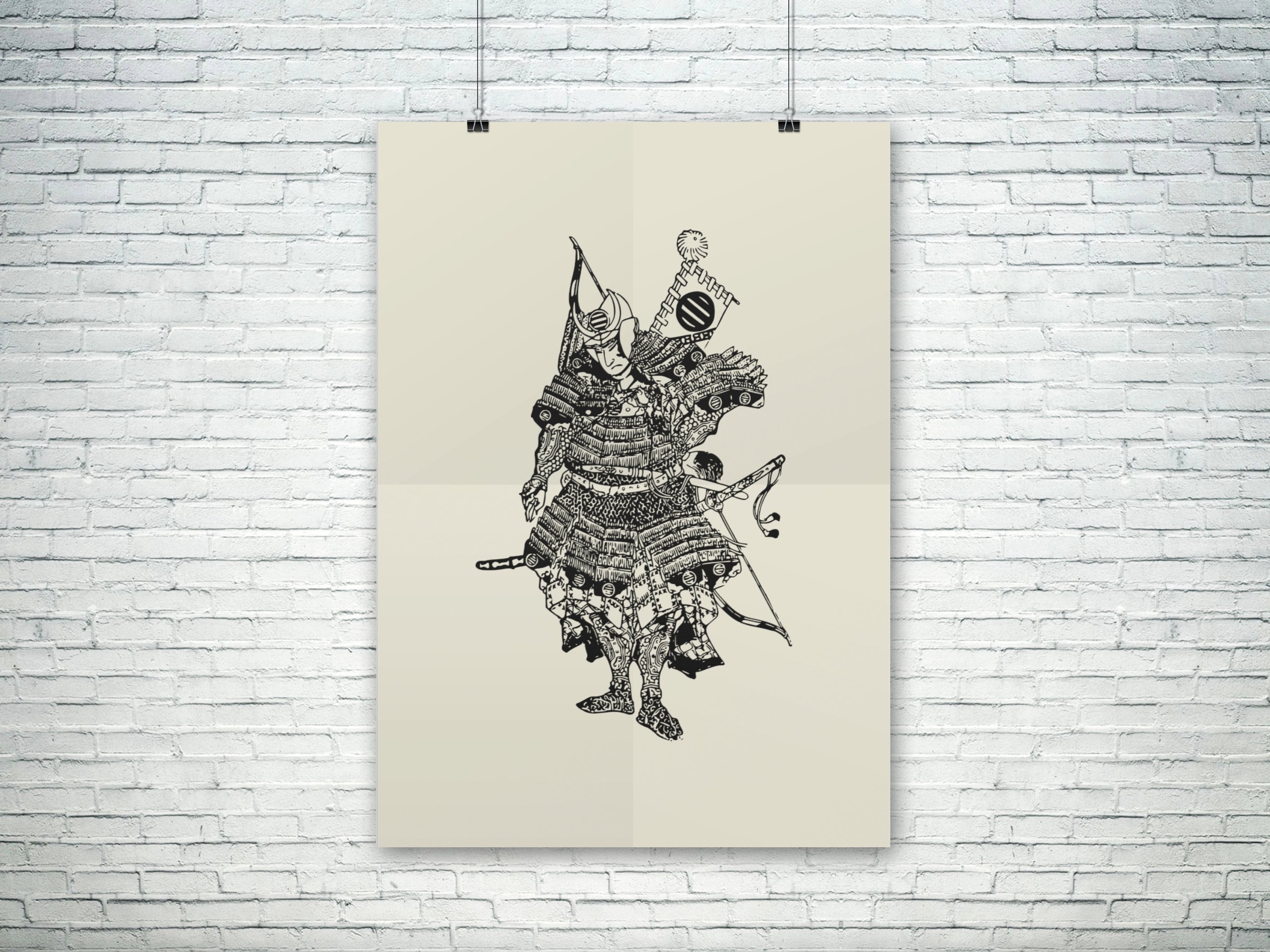 Japanese Samurai Full Armour Print | Samurai Poster | Traditional ...