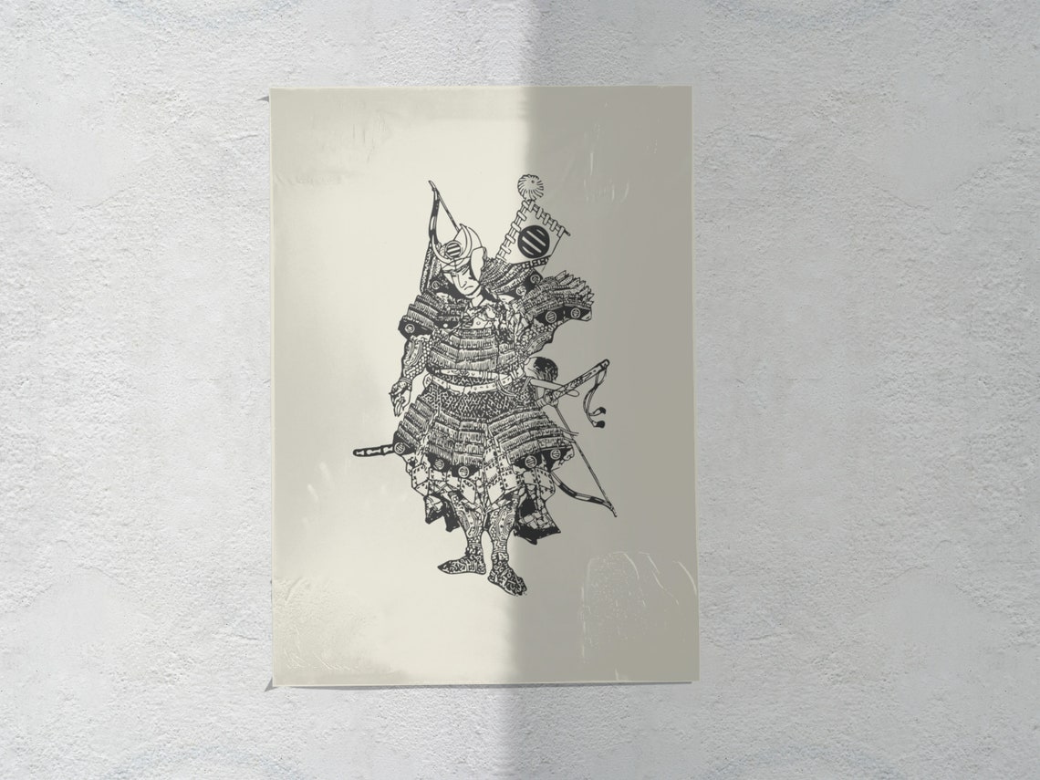 Japanese Samurai Full Armour Print Samurai Poster Traditional Japanese ...