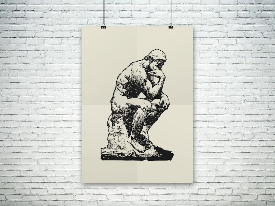 The Thinker Poster | Thinking Man Print | Sculpture Print | Gift for ...
