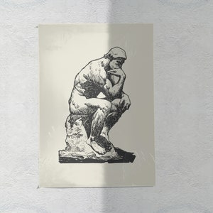 The Thinker Poster | Thinking Man Print | Sculpture Print | Gift for ...