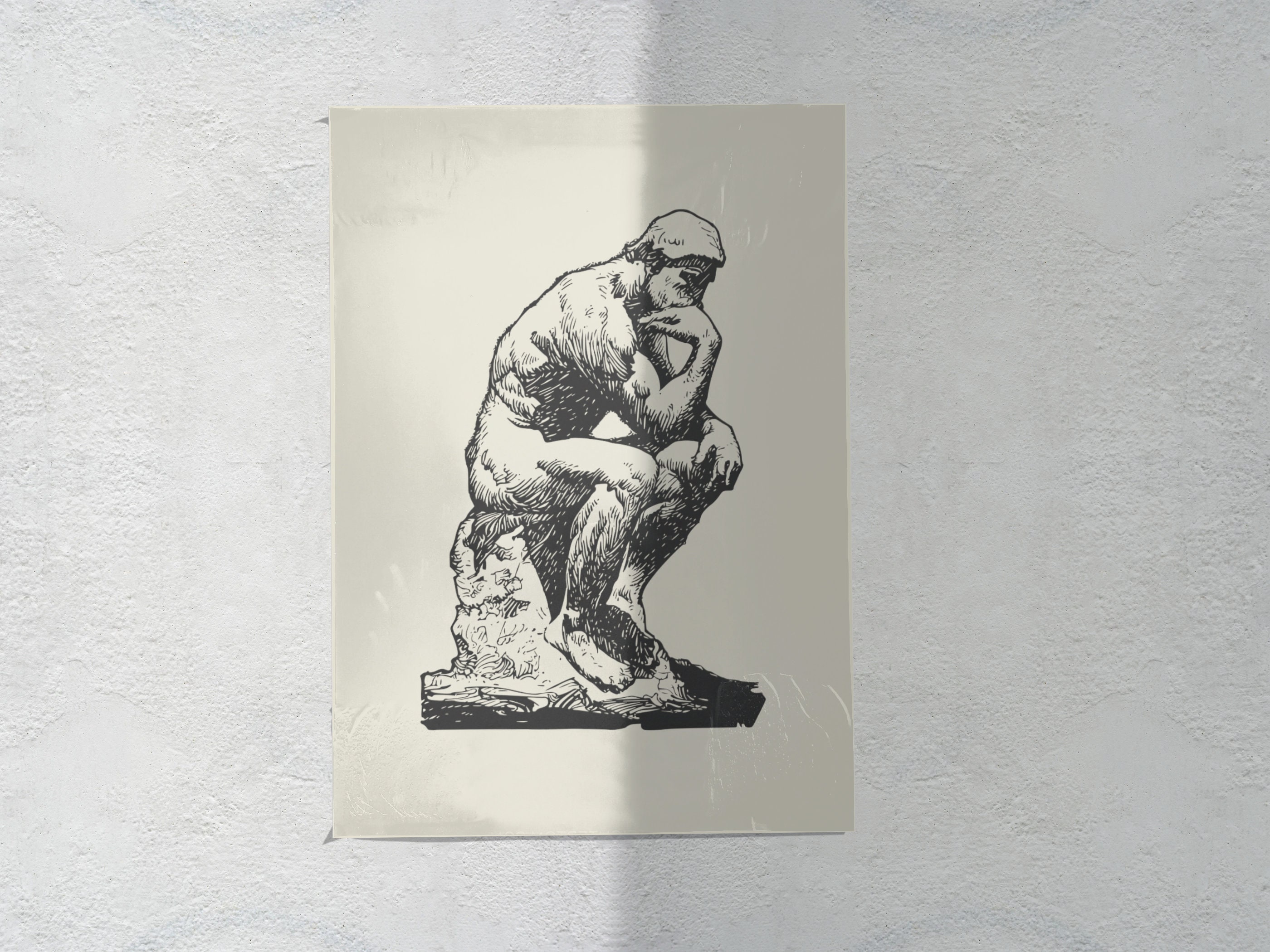 The Thinker Poster | Thinking Man Print | Sculpture Print | Gift for ...