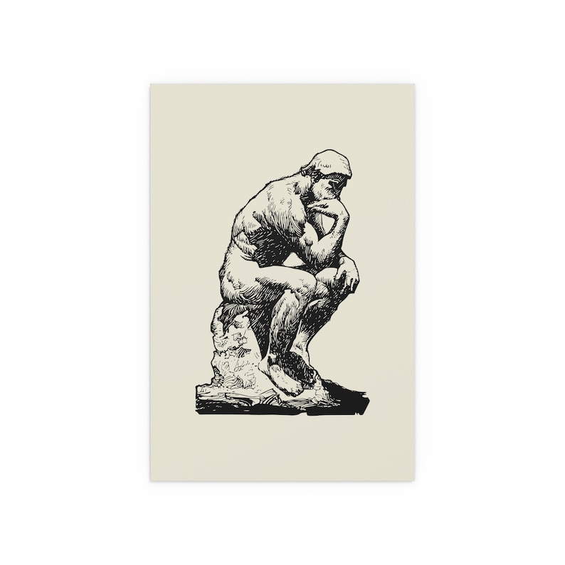 The Thinker Poster | Thinking Man Print | Sculpture Print | Gift for ...