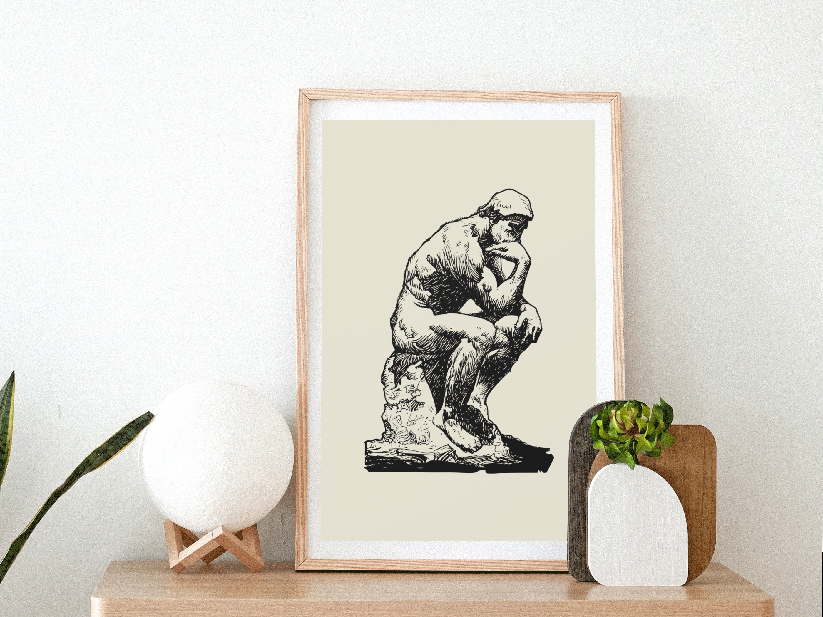 The Thinker Poster | Thinking Man Print | Sculpture Print | Gift for ...