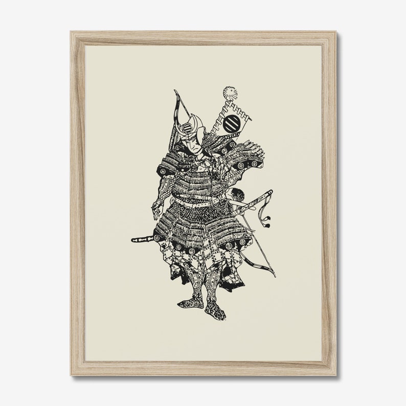 Japanese Samurai Full Armour Print | Samurai Poster | Traditional ...