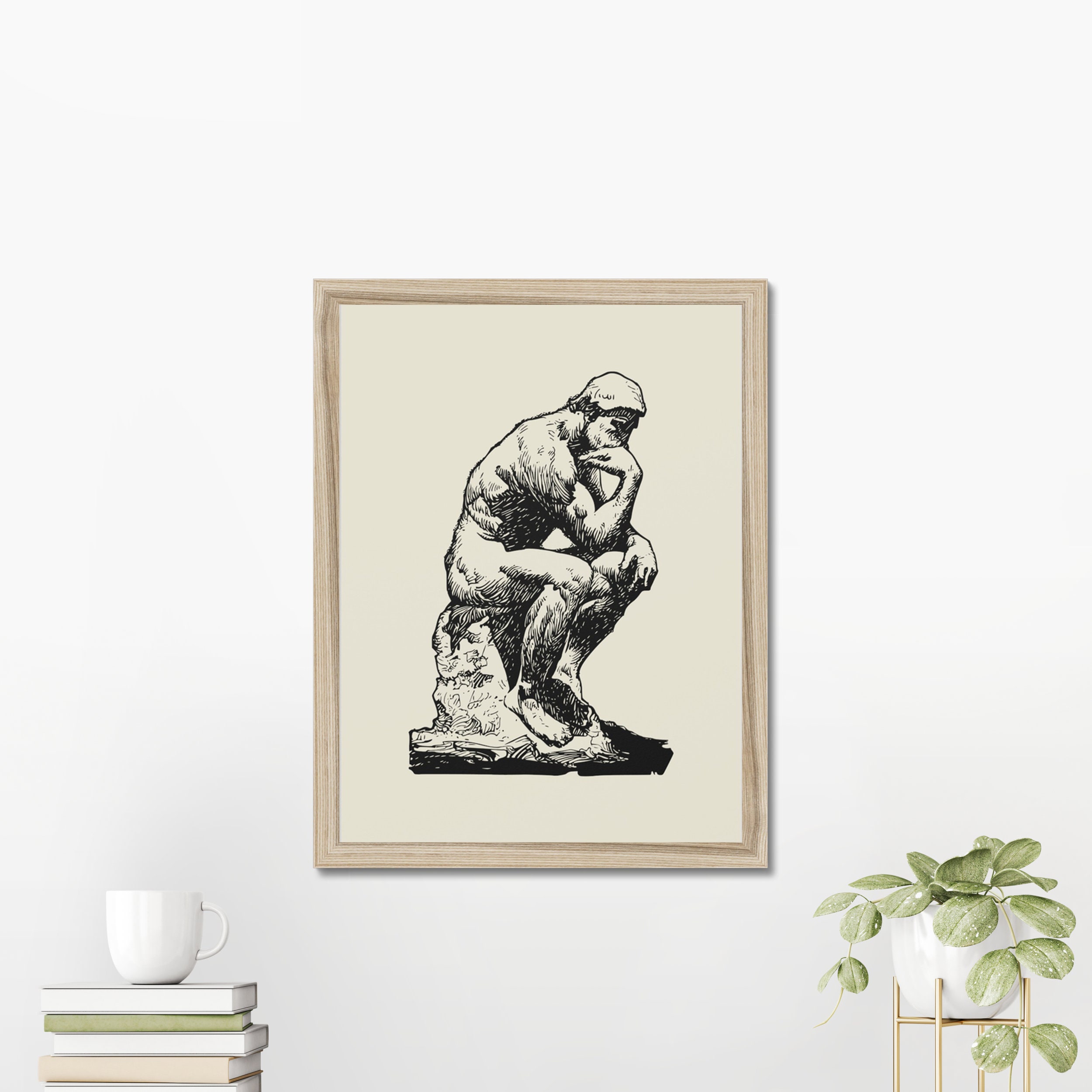 The Thinker Poster | Thinking Man Print | Sculpture Print | Gift for ...