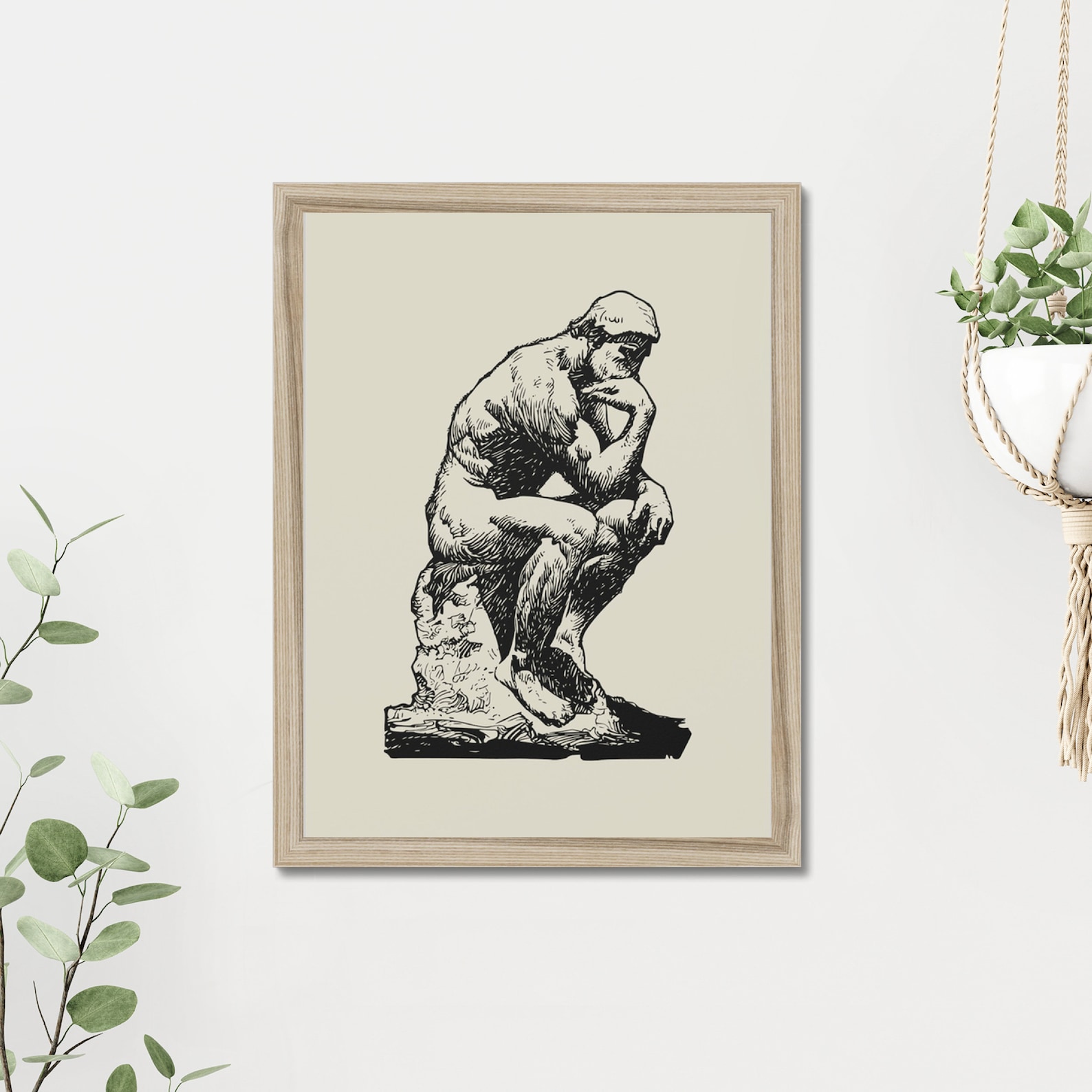 The Thinker Poster | Thinking Man Print | Sculpture Print | Gift for ...