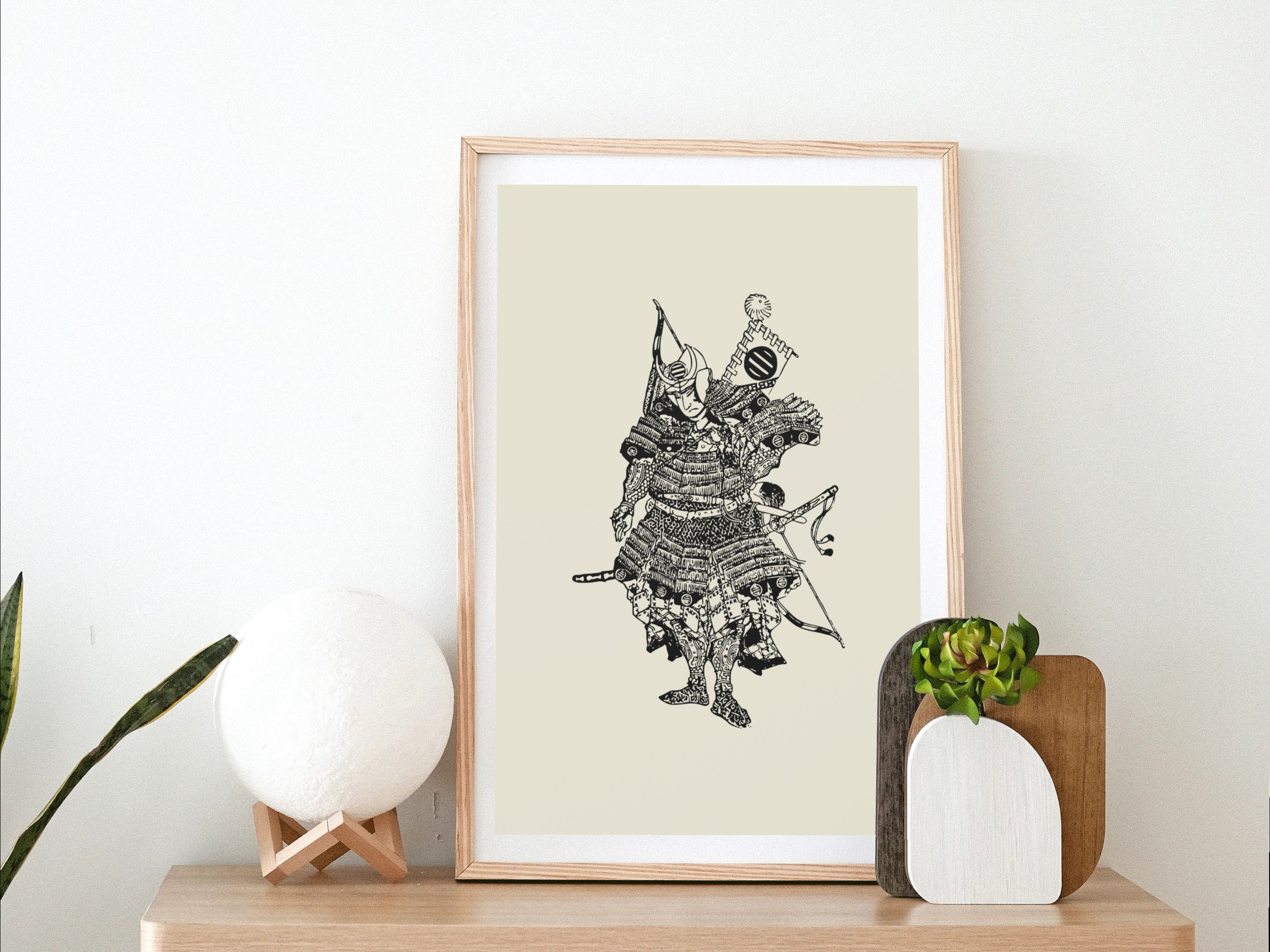 Japanese Samurai Full Armour Print | Samurai Poster | Traditional ...